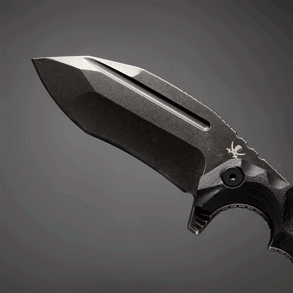 LOTAR COMBAT Black Super Steel Blade 4.2" Fixed Blade Combat Knife
