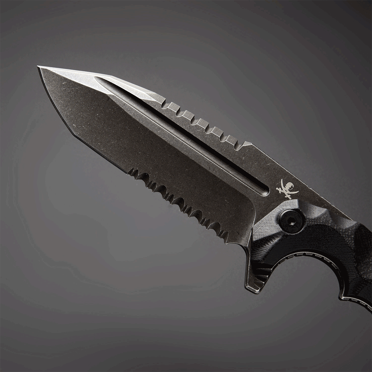 LOTAR COMBAT Black Super Steel Blade 4.3" Fixed Blade Combat Knife